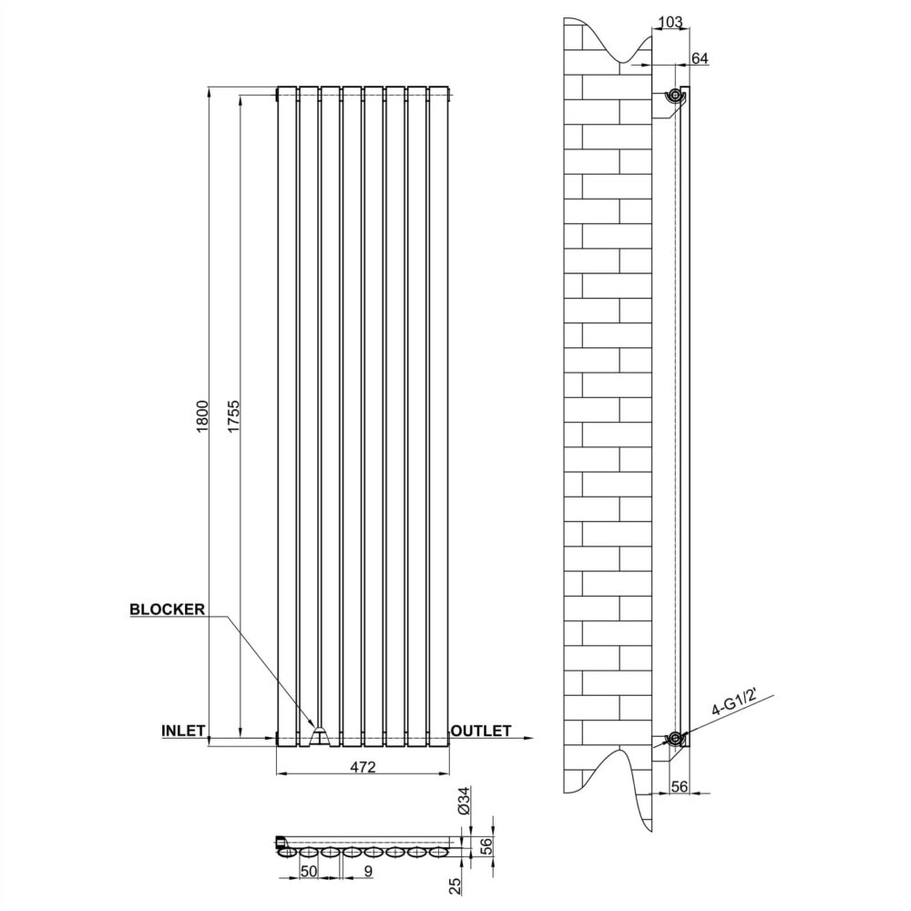 Vertical Oval Panel Radiator - Choose Your Style and Size